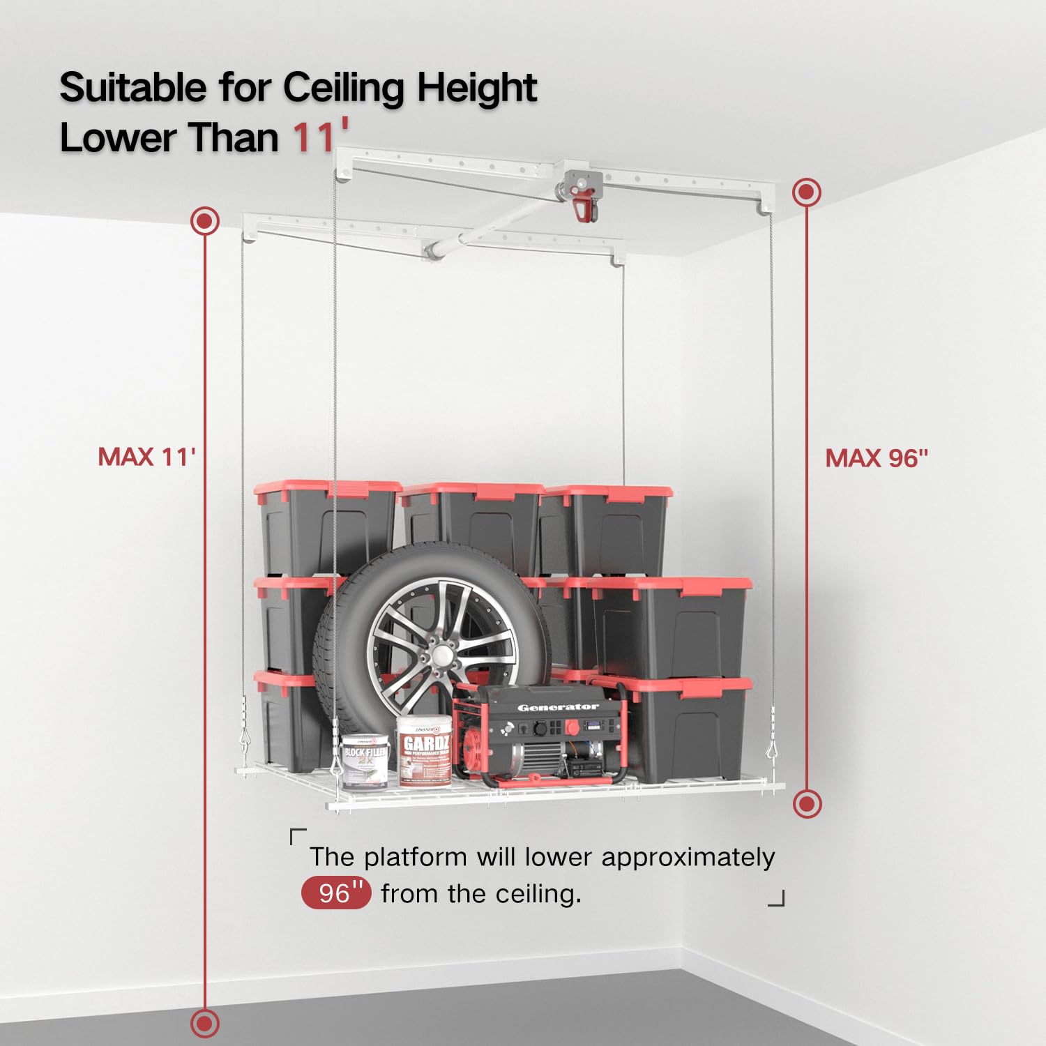Snapklik.com : KOKORACKER Overhead Garage Storage Rack, Adjustable ...