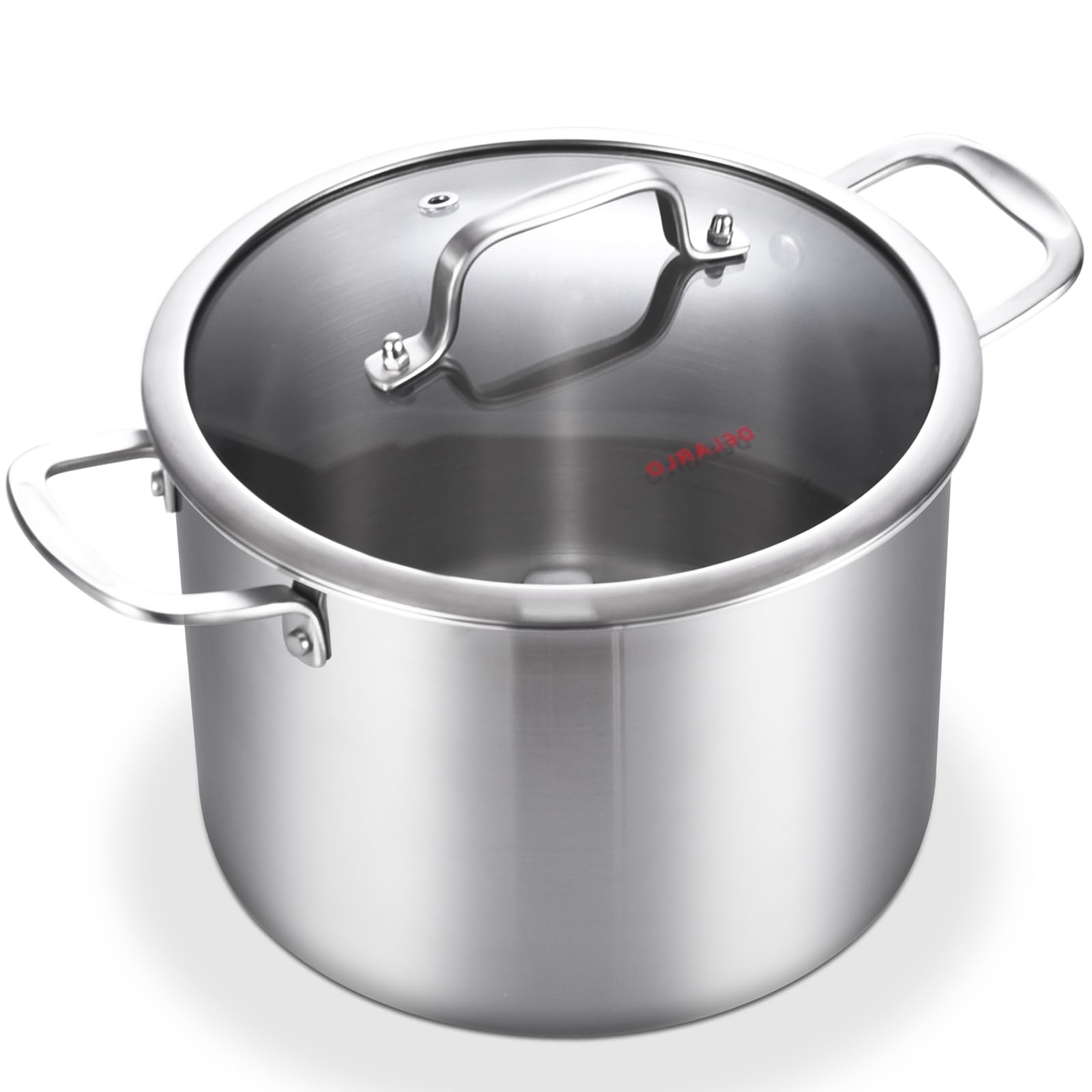 Amazon.com: DELARLO Tri-Ply Stainless Steel 6QT Pot with Lid, Induction Ready, 6 Quart Pot with ...