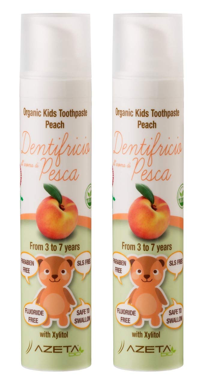2 x Peach Flavoured Children’s Toothpaste Organic Vegan 3 to 7 Years ...