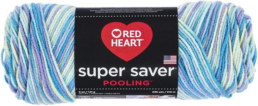 Amazon.com: RED HEART Super Saver Yarn, Pooling - Stillwater, 9.5 x 3.5 ...