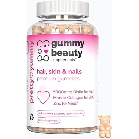 Amazon.com: Gummy Beauty Hair, Skin & Nails Gummies | Vitamins A, Bs, C ...