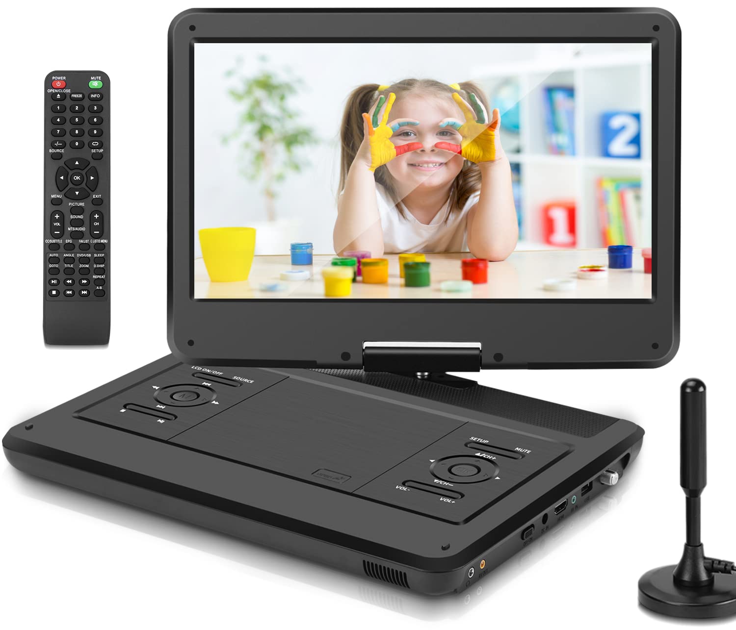 Feihe 14 Inch Portable TV/DVD Player Combo with HD Swivel LED Screen ...