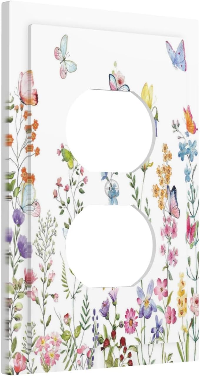 Boho Butterfly Wild Flower Floral Garden 1 Gang Outlet Plate Decorative ...