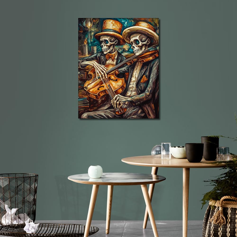 Snapklik.com : TUMOVO Skeletons Playing Violin Paint By Number Skull ...
