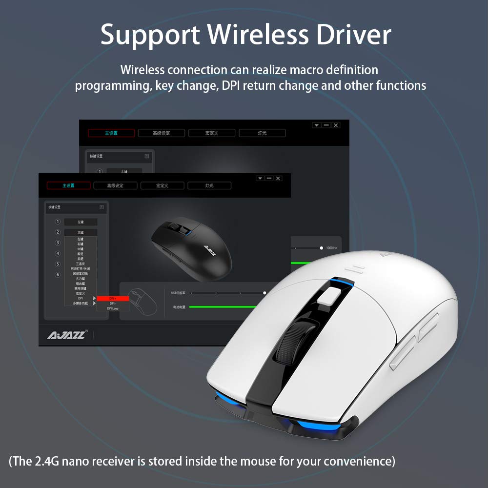 Nacodex I303 Pro Wireless Computer Gaming Mouse 8 Programmable Buttons ...