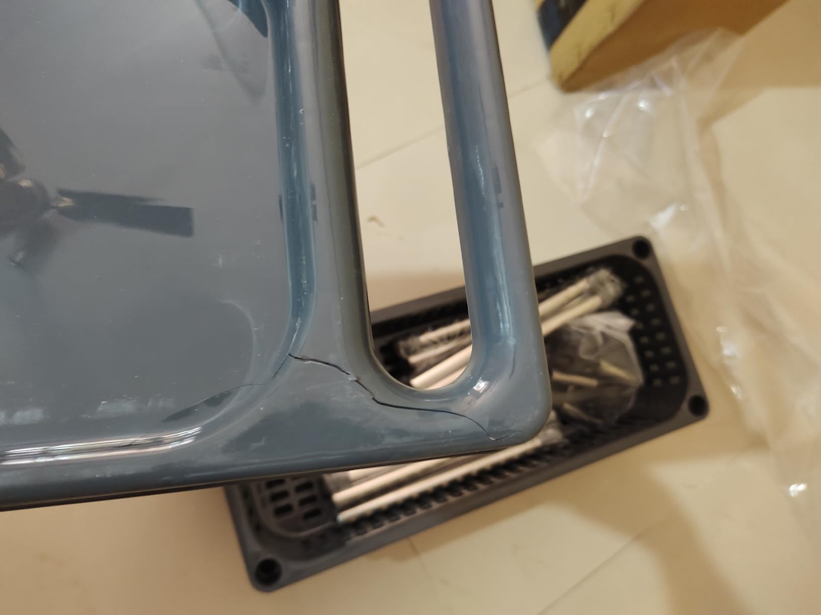 LA KROORY Grey Plastic-Stainless Steel Fruit & Vegetable 4 Stand ...