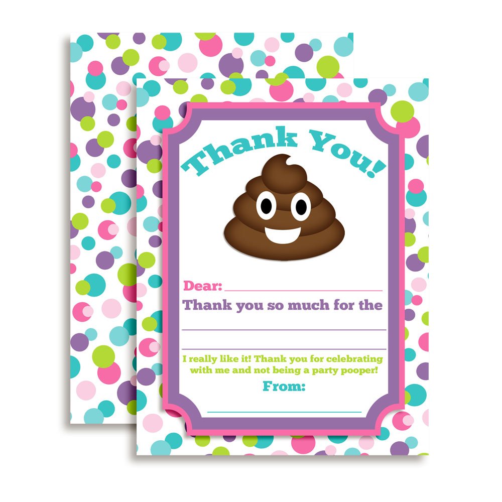 Poop Emoji Girl Themed Thank You Notes For Kids Ten | Desertcart INDIA