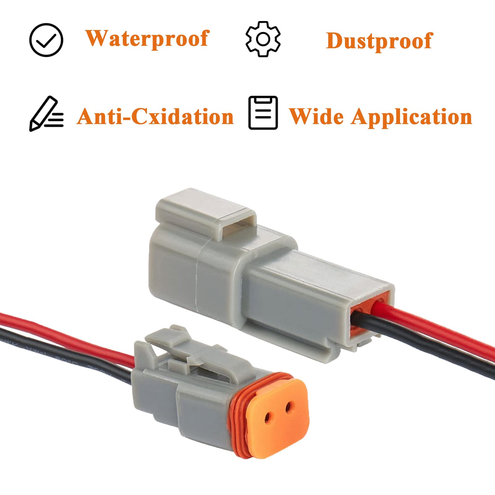 Snapklik.com : HYAT 2 Pin DT Connector 16 AWG Waterproof Automotive ...