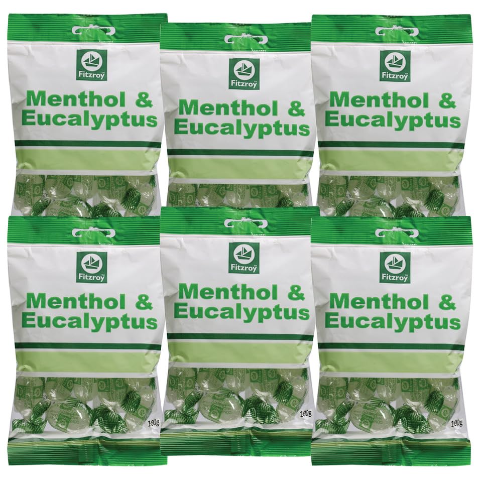Fitzroy Menthol & Eucalyptus Sweets 6 x 100g | Cough Sweets, Sore ...