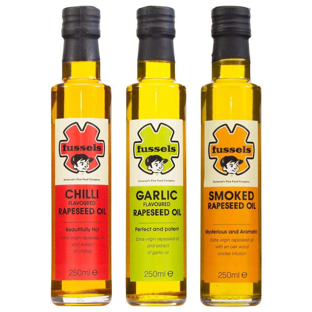 Fussels Trio of Flavoured Rapeseed Oils - Chilli, Smoked & Garlic (3 x ...