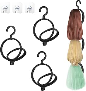 3Pcs Hanging Wig Stands for Long Wigs,Hanging Wig Holder, Portable ...