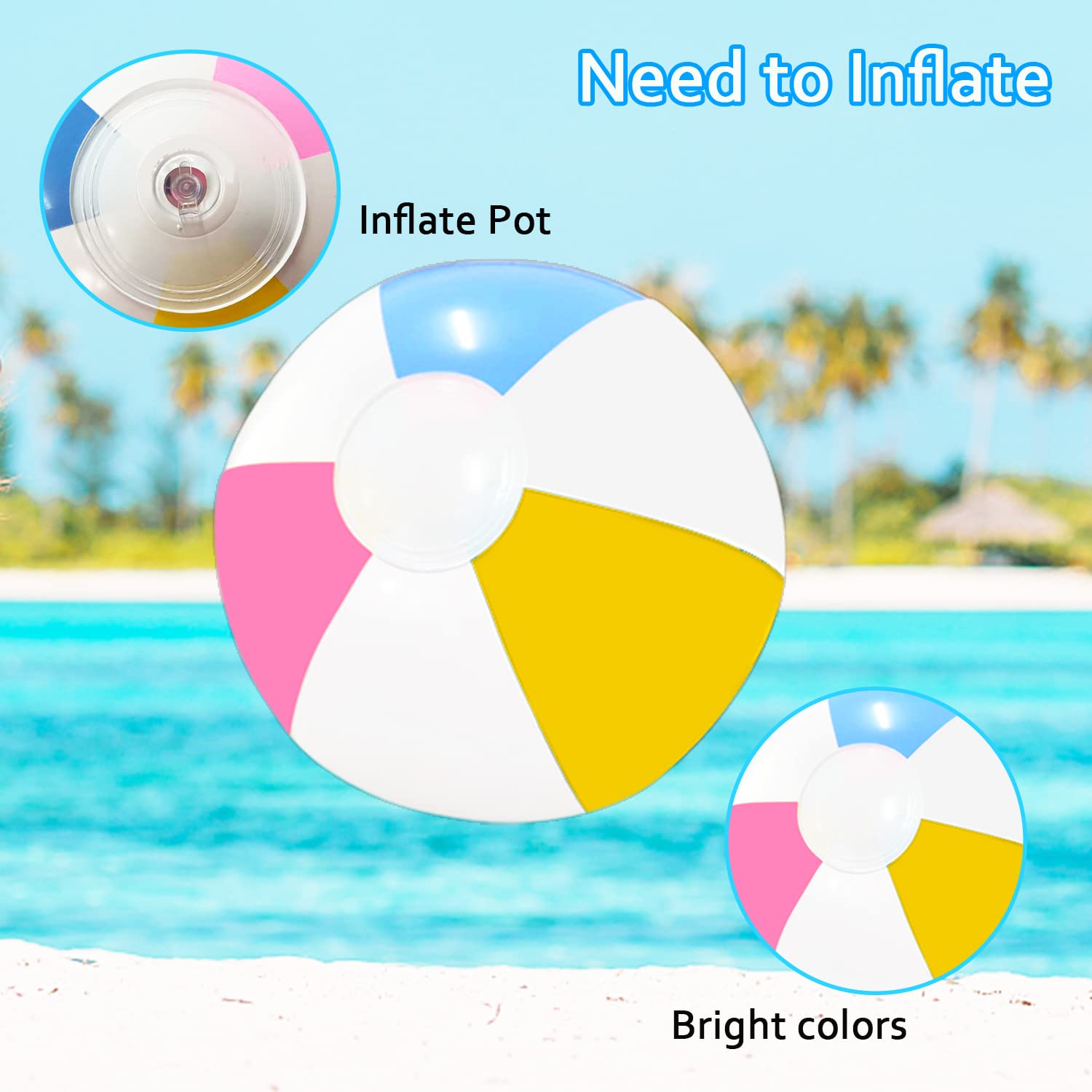 Snapklik.com : 12 Pcs Inflatable Beach Balls,12 Inch Swimming Pool Ball ...