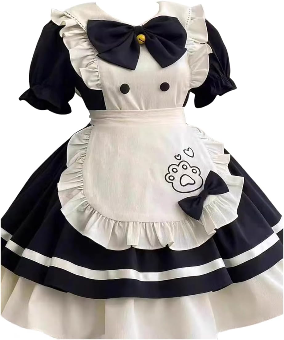 Amazon.com: Black Blue Cute Maid Dress Outfit Women Anime Maid Cosplay ...