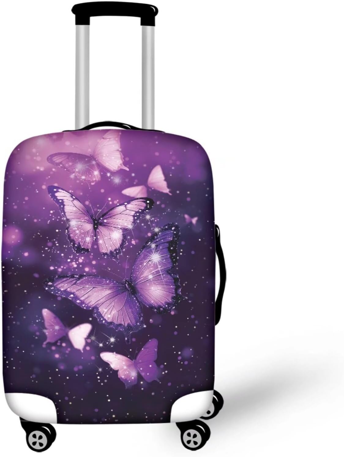 Amazon.com | BIGCARJOB Purple Butterfly Print Luggage Cover for Travel ...