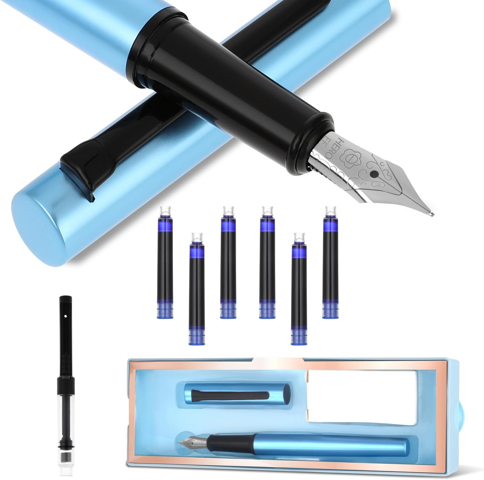 Amazon.com : Cobee Fountain Pen Set, Metal Fountain Pen+2 Ink Refill ...