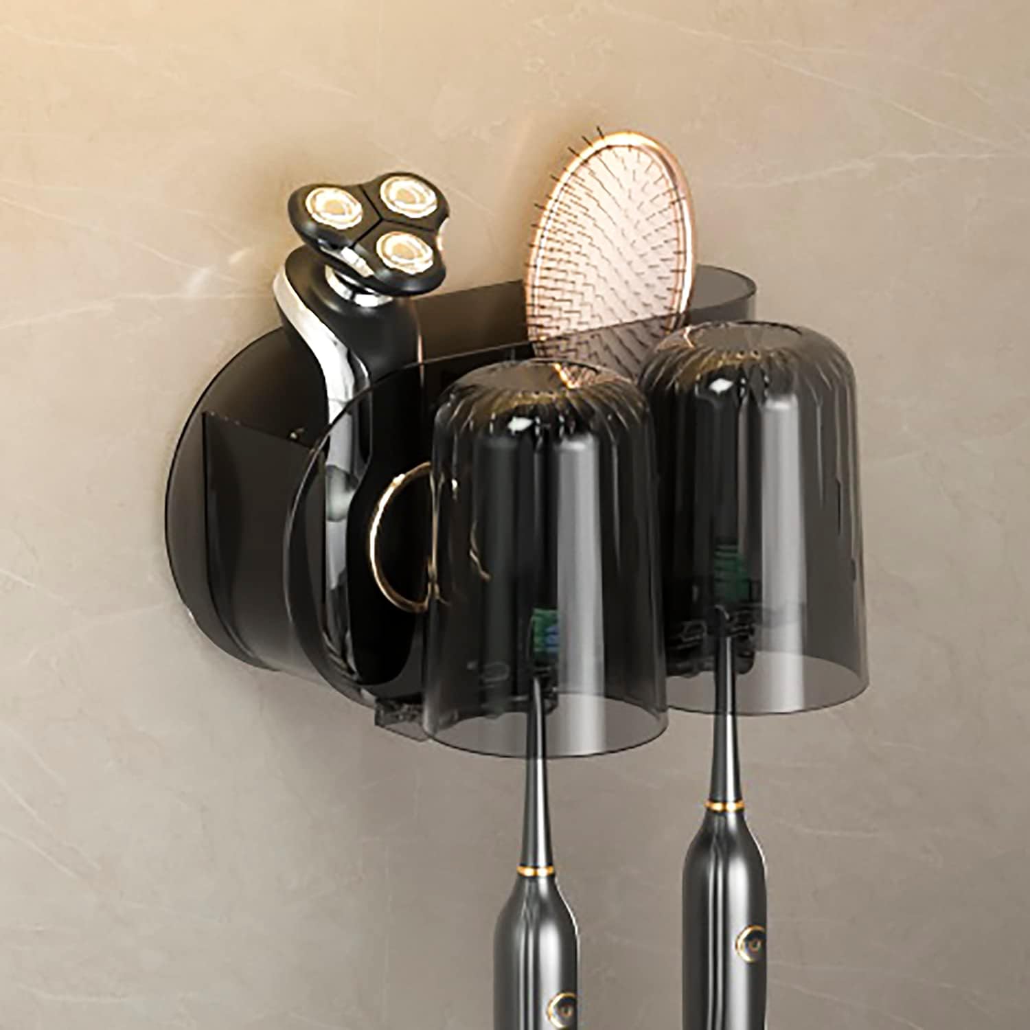 Amazon.com: Vowupt Wall Mounted Toothbrush Holders for Bathroom,2 Cups ...