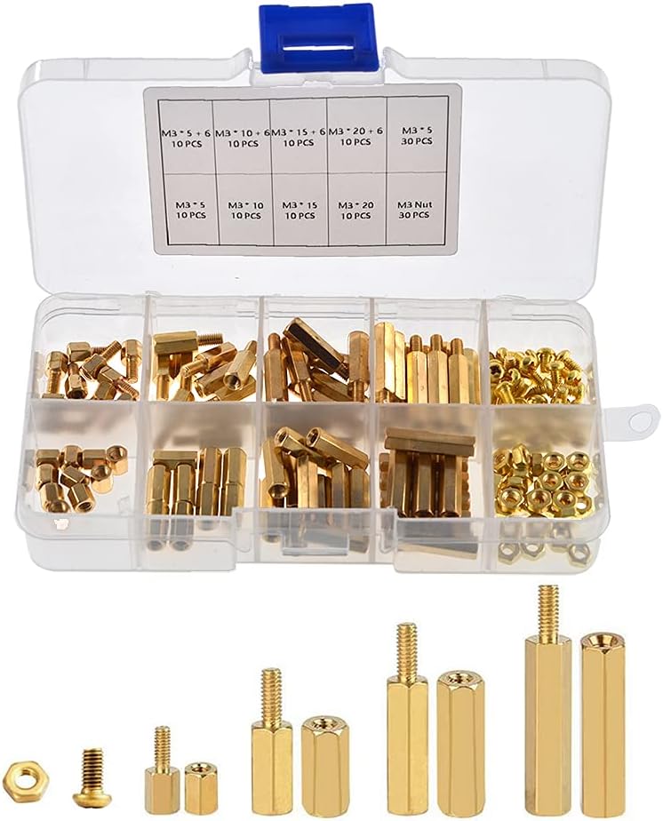 YIXISI 140 PCS M3 Brass Male Female Hex Spacer Hex Standoff Screw Nut ...