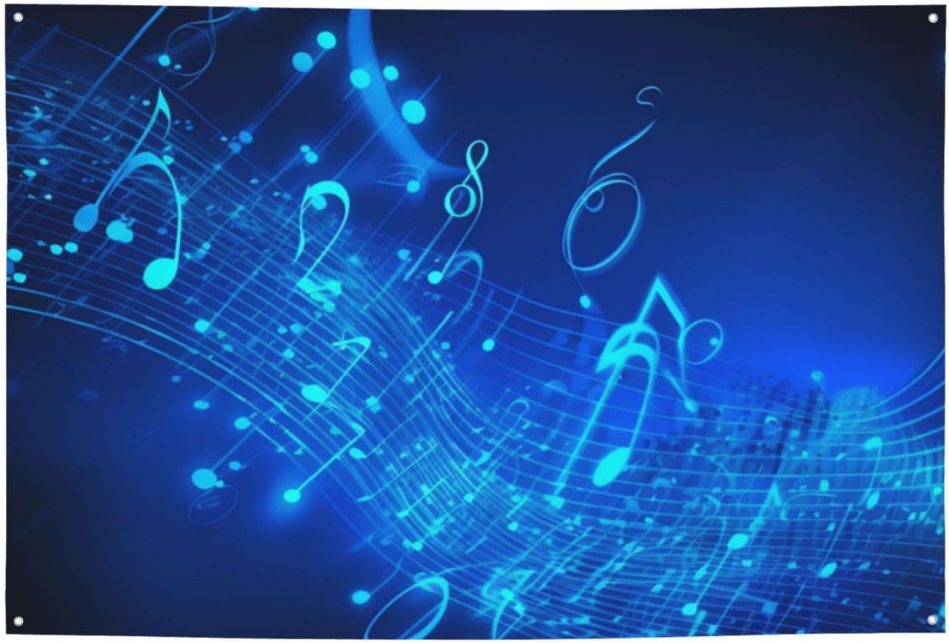 Amazon.com: Blue Musical Notes Banner Party Decor Backdrop Banner ...