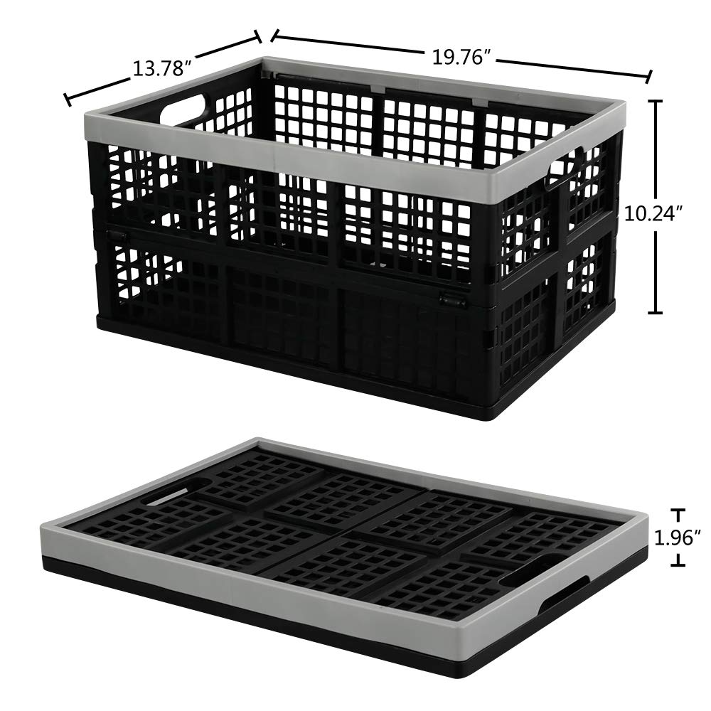 Snapklik.com : Hommp 2-Pack 40 L Plastic Collapsible Storage Crates