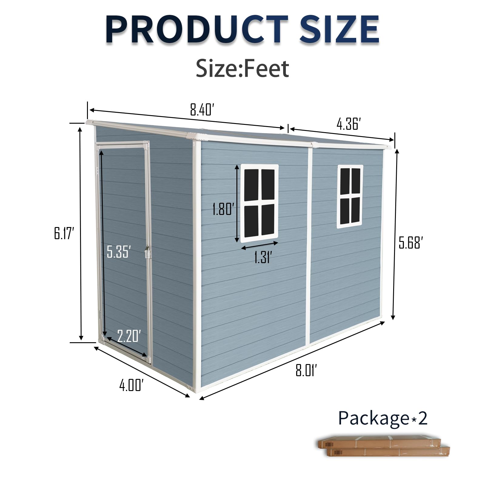 Snapklik.com : KEIKI 4x8 FT Outdoor Storage Shed Resin Cabinet