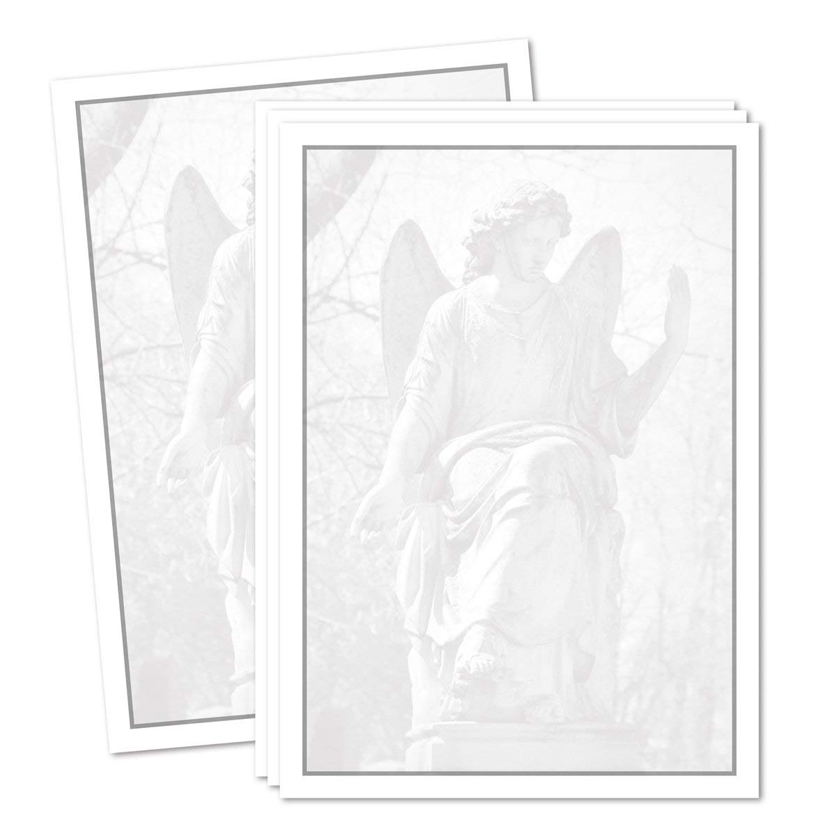 50 x Sympathy Paper DIN A4 Design: Mourning Edge Grey & Angel Writing ...