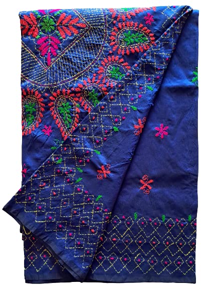 Buy Sari Kuthir Women Hand woven Allover Kantha/katha stich Embroidery ...