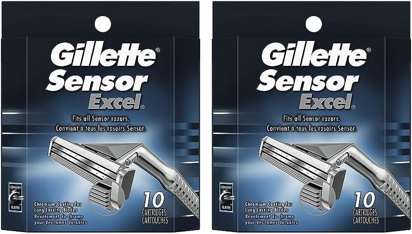 Amazon.com: Gillette Sensor Excel Men's Razor Blade Refills, 10 Count ...
