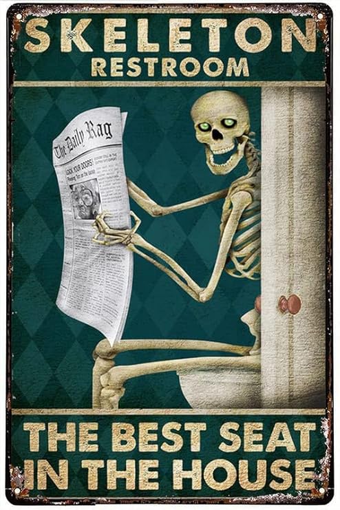 Amazon.com: Licpact Skeleton Restroom Tin Sign, The best seat in the ...