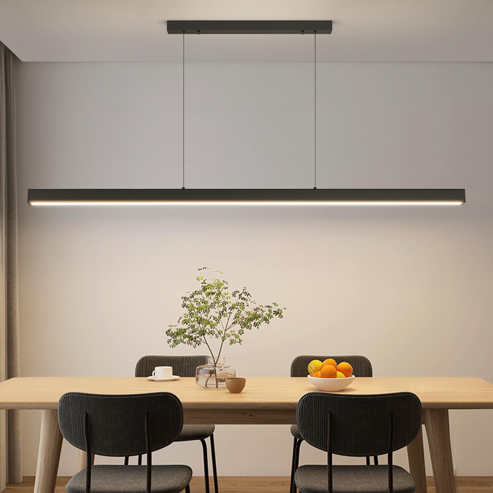 Mikeru Modern LED Linear Chandelier, 3000k-6500K Adjustable Color ...