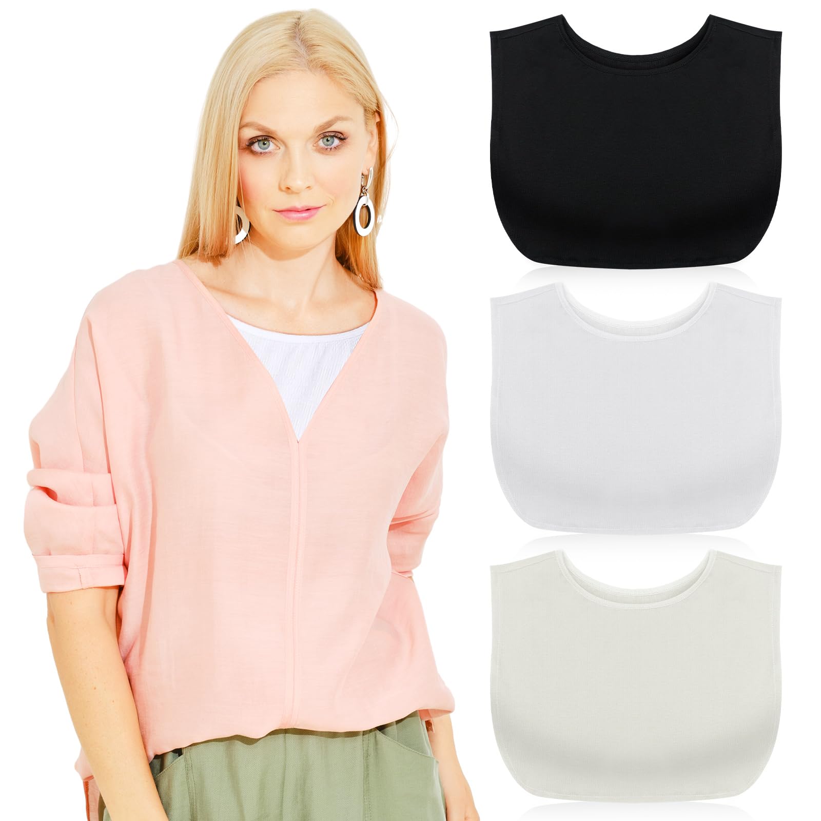 ShinyMatch 3 Pieces Fake Collar Chest Cover Modest Neck Crew Collar ...