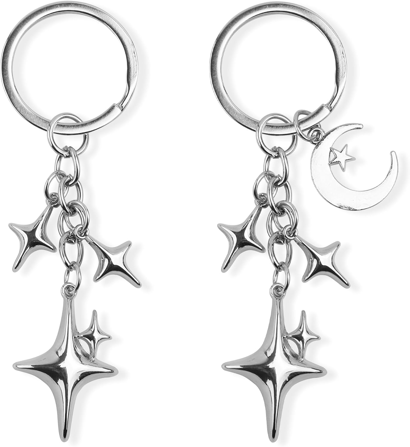 2pcs Cute Star Moon Keychains, Y2k Star Key Chain Charms Aesthetic Key ...