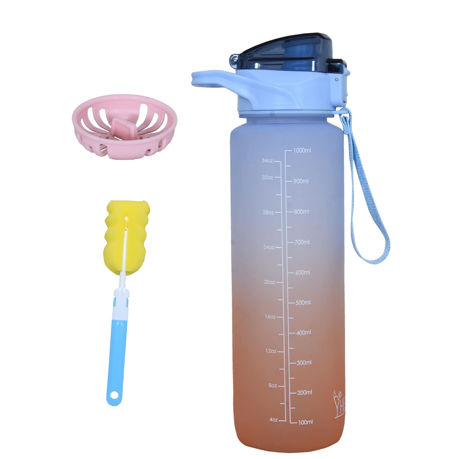HEALTHIFY Unbreakable Water Bottle 1 L with Motivational Time Marker ...
