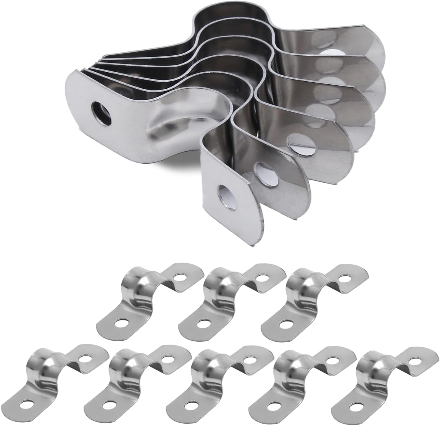 Jersvimc 50Pcs M5 Stainless Steel Conduit Clamps, 0.2 inch Two Hole ...