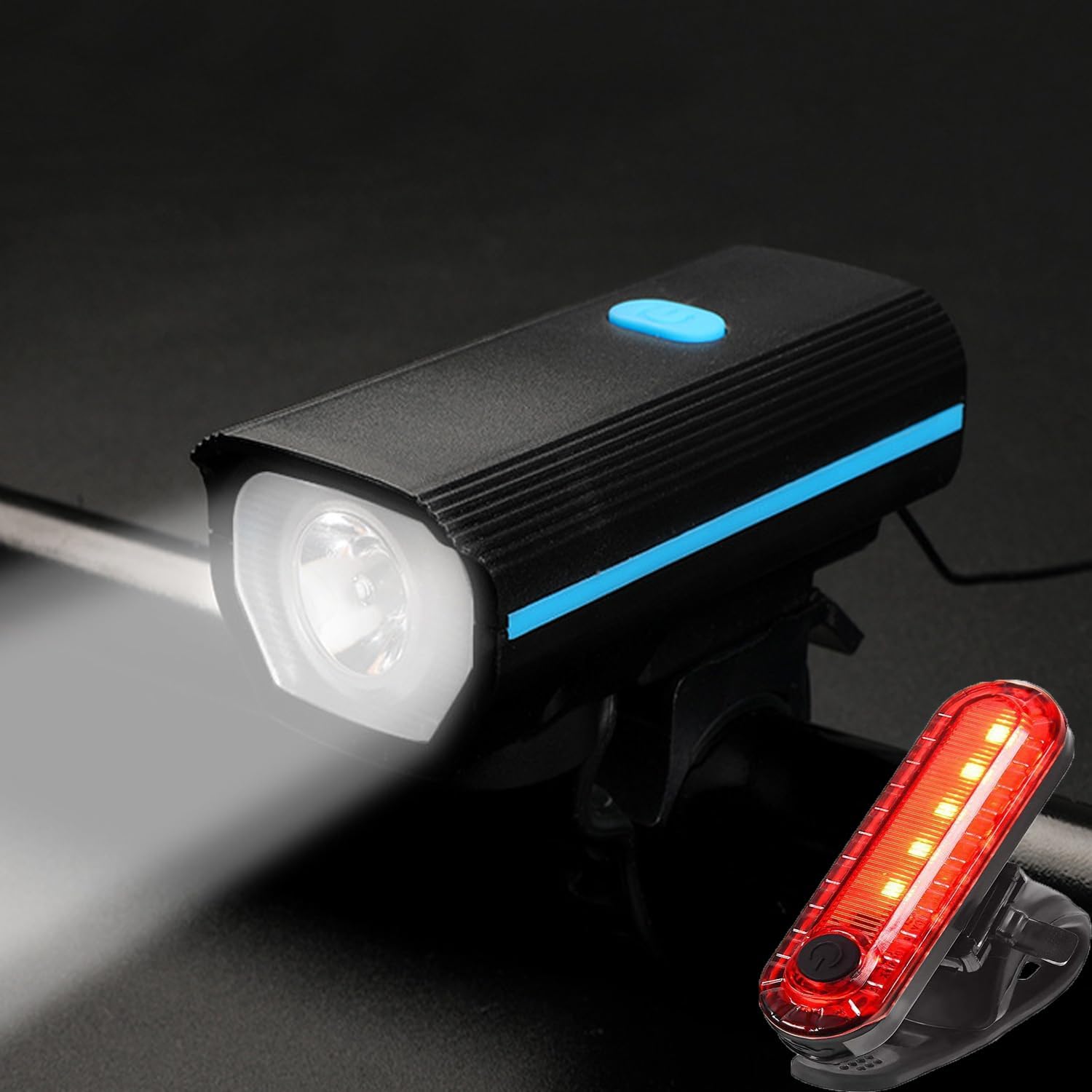 Rechargeable Bike Lights with Electric Bell and Tail Light, Ultra Bright Waterproof Bicycle ...