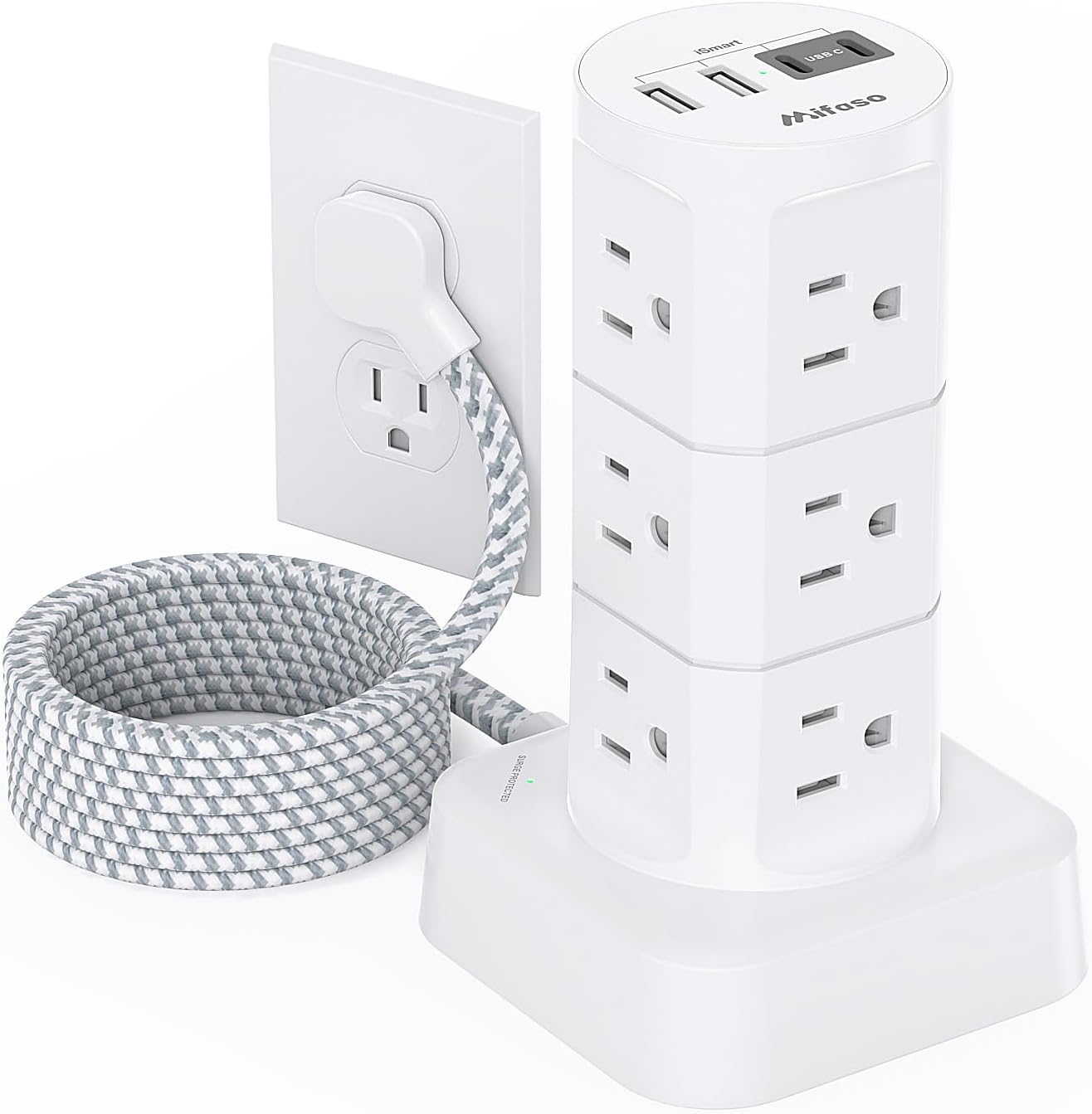 Amazon.com: Power Strips with Surge Protection, Flat Plug Power Strip ...