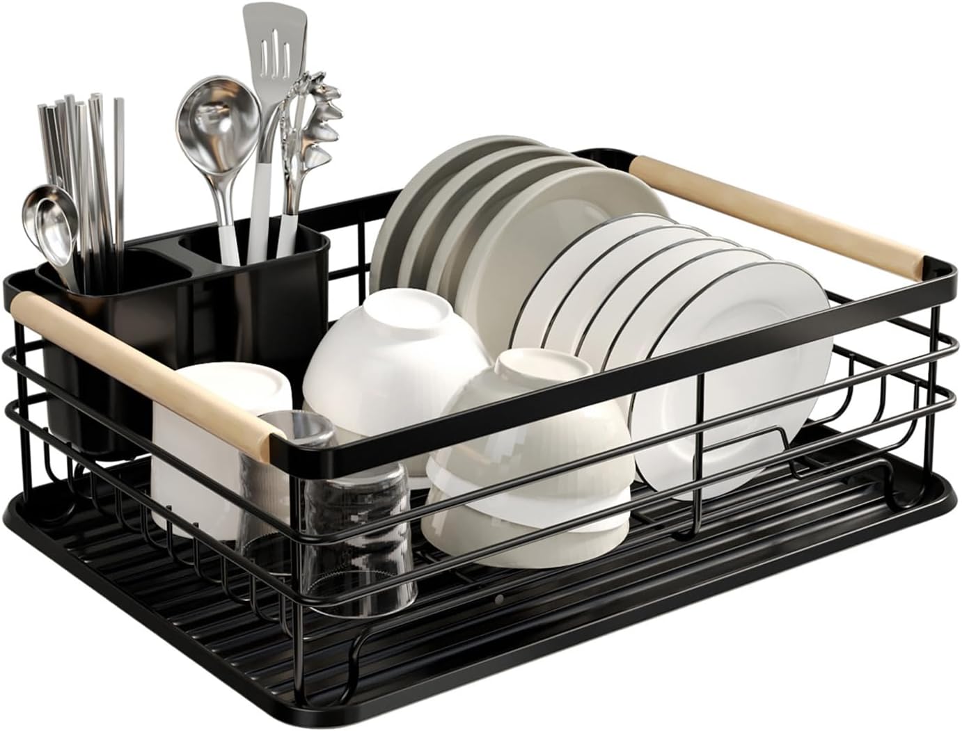 Warmiehomy Black Dish Drainer Rack Metal Draining Board Rack Dish Rack ...