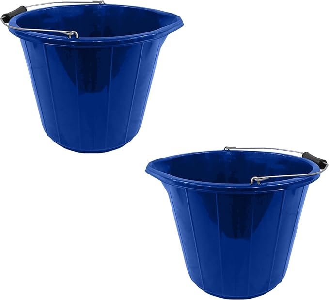 RelianceUK 2 X 14 Litre (3 Gallon) Blue Plastic Builders Buckets with ...