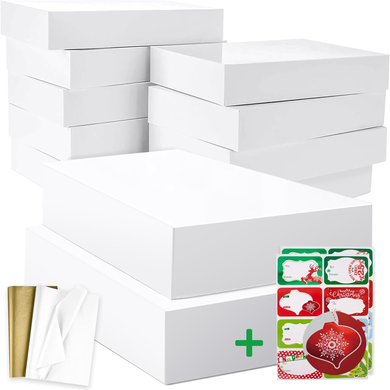 Amazon.com: 12 White Extra Large Gift Wrap Boxes Bulk with Lids, 12 ...