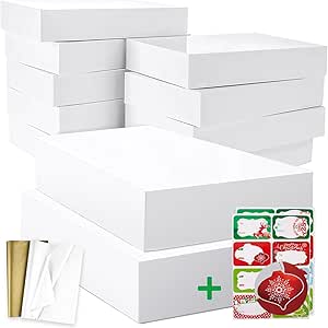12 White Extra Large Gift Wrap Boxes Bulk with Lids, 12 Tissue paper ...