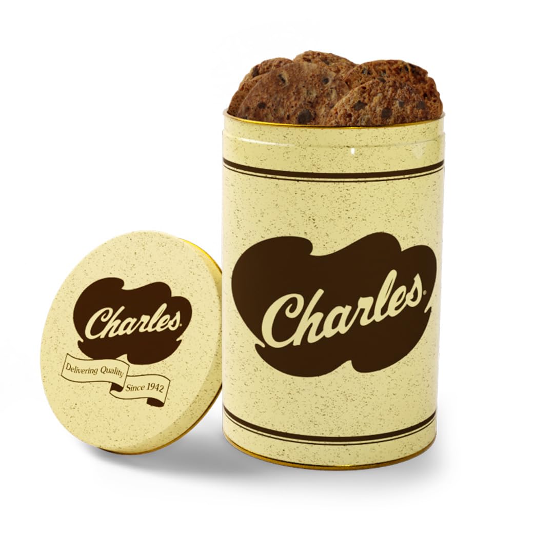 Amazon.com: CHARLES CHIPS Chocolate Chip Cookies Tin | Half-Pound Premium Homestyle Cookies ...