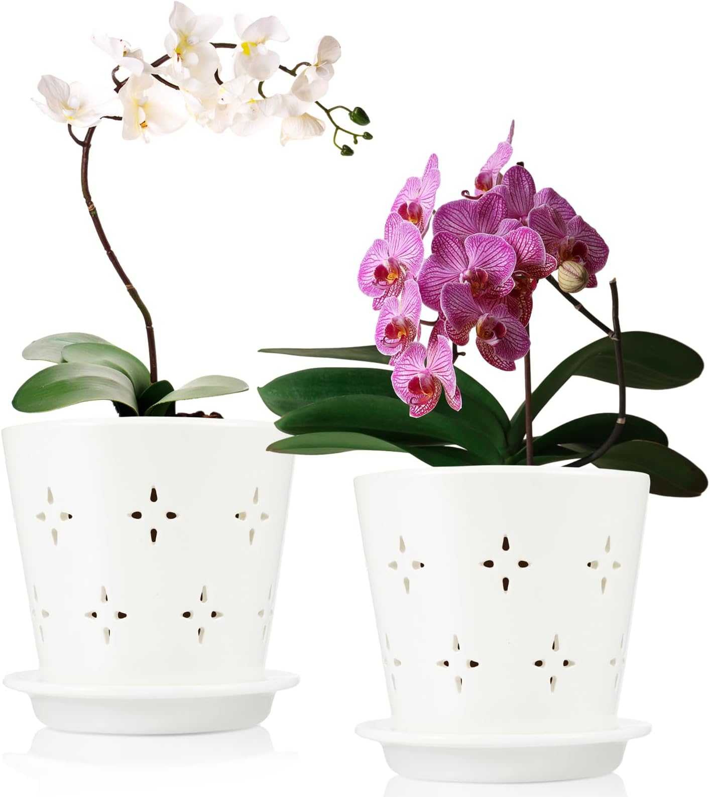 Amazon.com: SUADEN 5" Ceramic Orchid Pots with Holes | Crackle Glazed ...