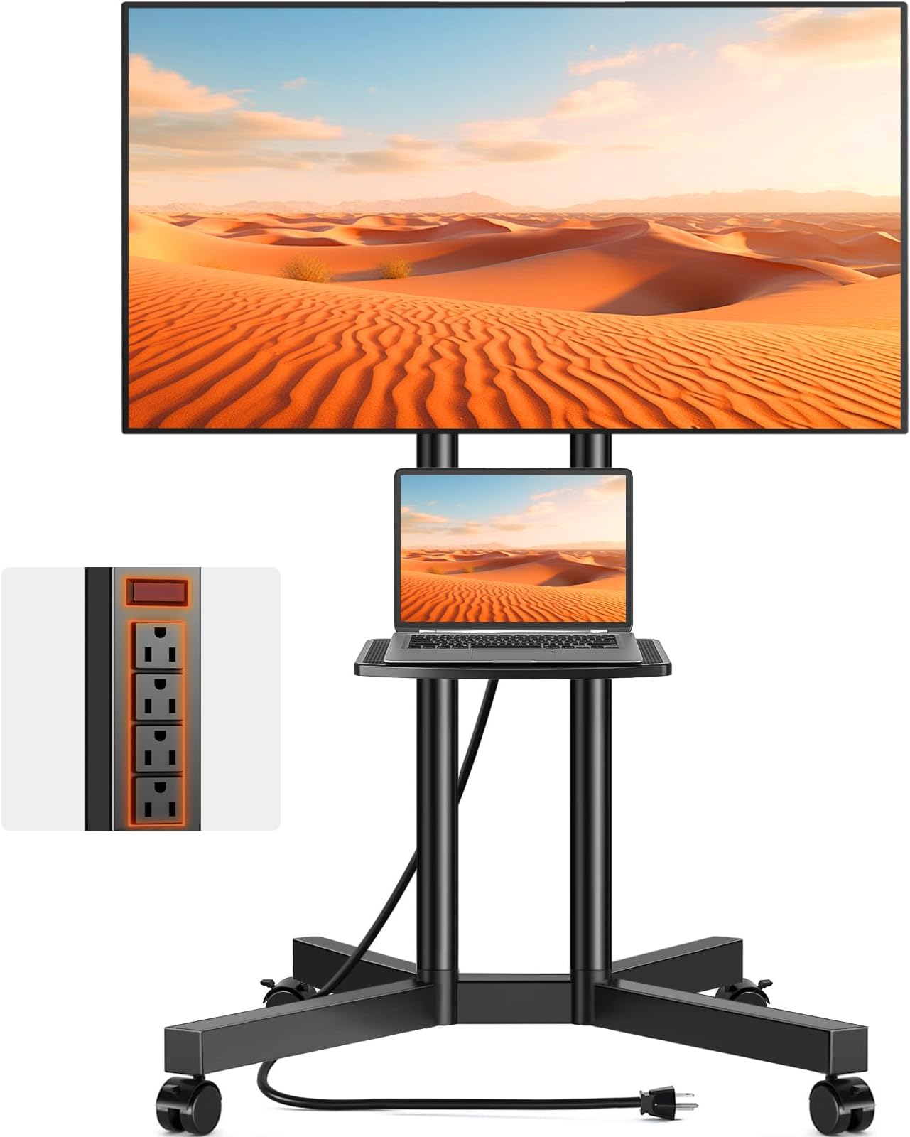 Amazon.com: TVON Rolling TV Stand with Power Outlet for 32-75 Inch LCD ...