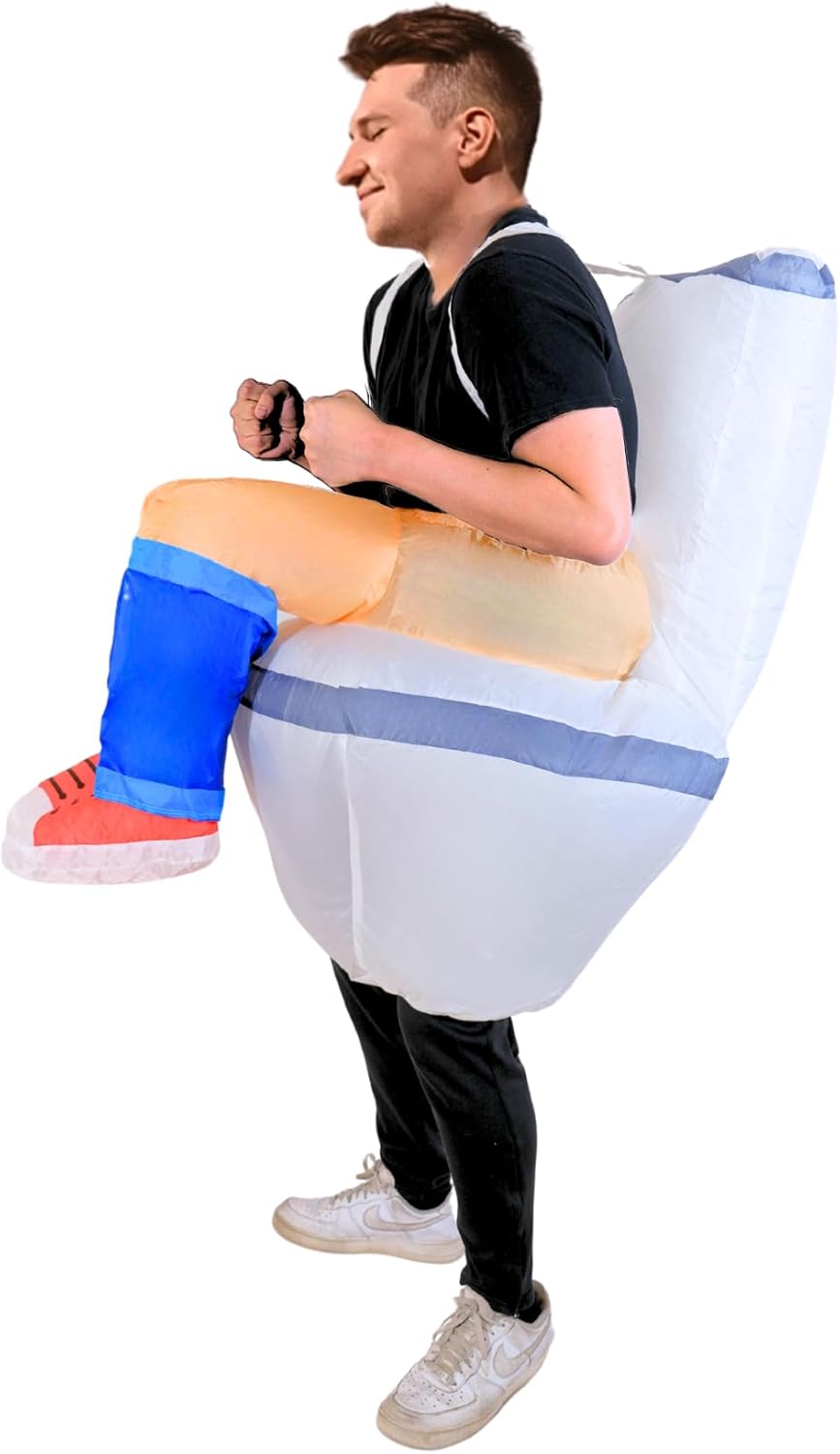 PTS Inflatable Costume Adult, Blow Up Ride On Toilet Costume for ...