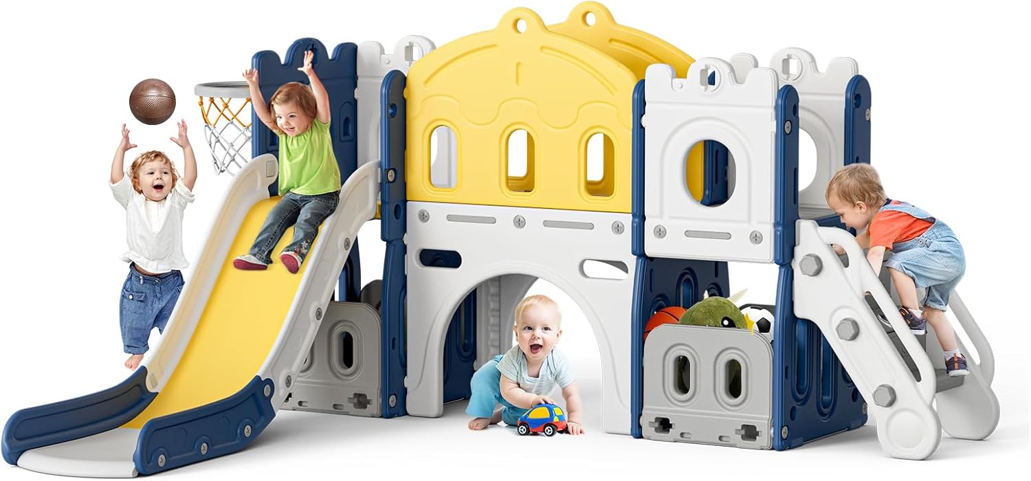Amazon.com: Hapsor 7 in 1 Toddler Slide, Large Kids Slide with Long ...