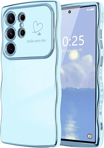 Amazon.com: LCHULLE for Samsung Galaxy S24 Ultra Case for Women Girls, Cute Wave Frame Curly ...