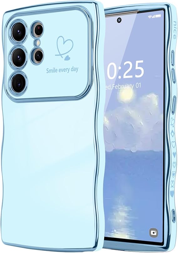 Amazon.com: LCHULLE for Samsung Galaxy S24 Ultra Case for Women Girls, Cute Wave Frame Curly ...