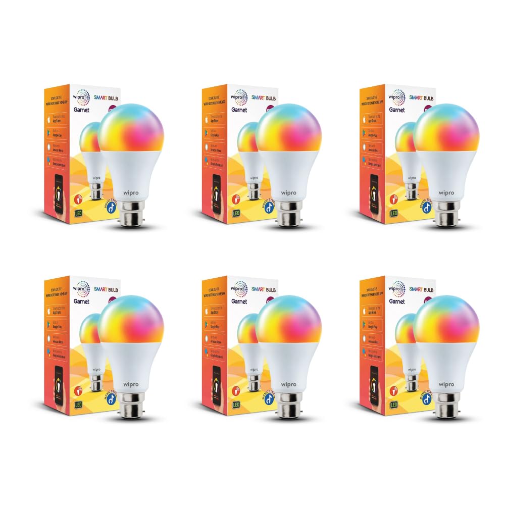 Buy wipro 9W B22D WiFi LED Smart Bulb with Music Sync Function ...