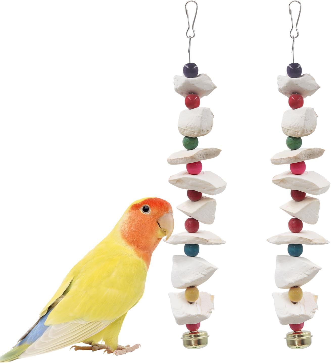 Amazon.com : 2 Pack Bird Toys with Cuttlebone, Parakeet Toys, Bird Beak ...