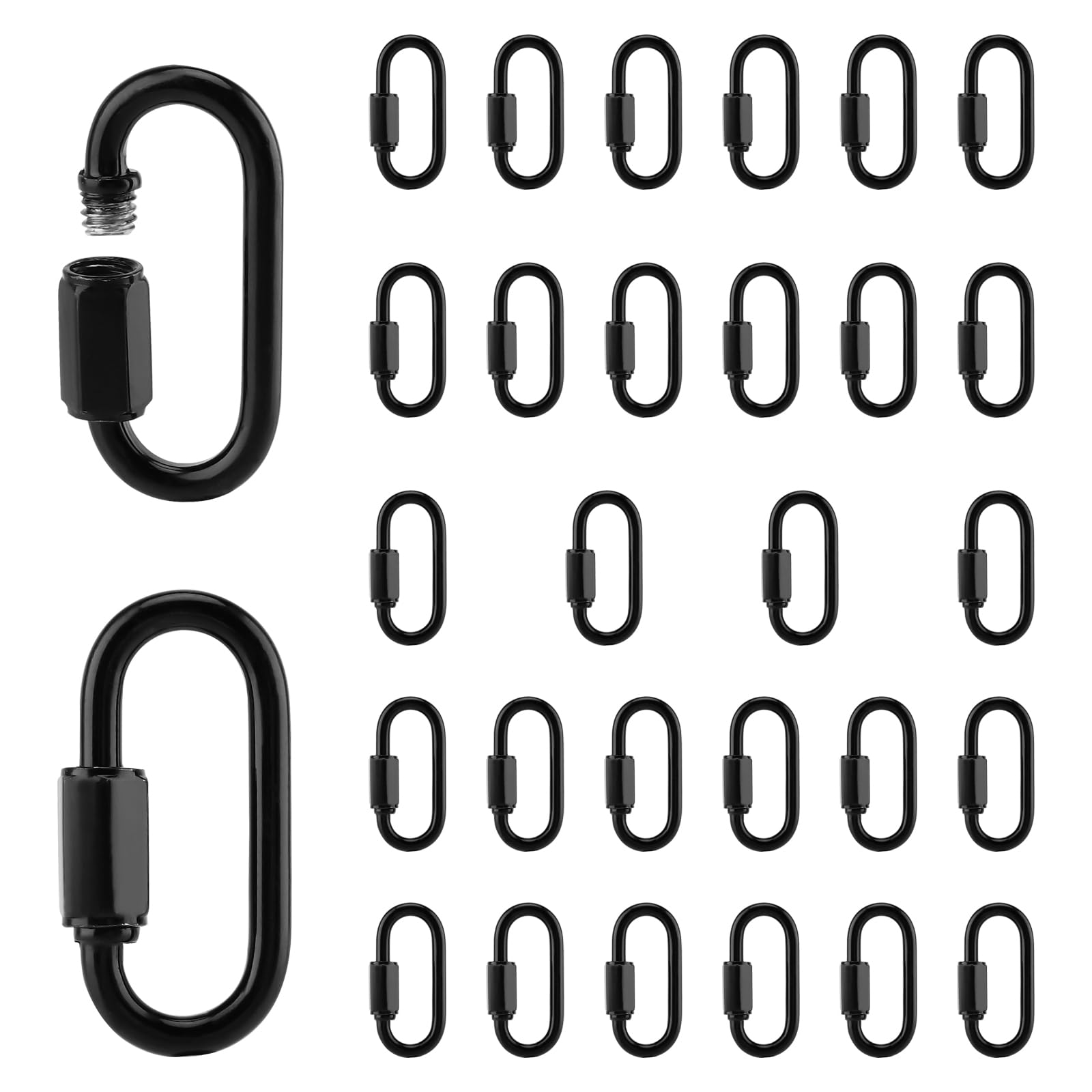 PINGEUI 30 PCS Black Quick Chain Link, M4 Quick Link Chain Connector D ...
