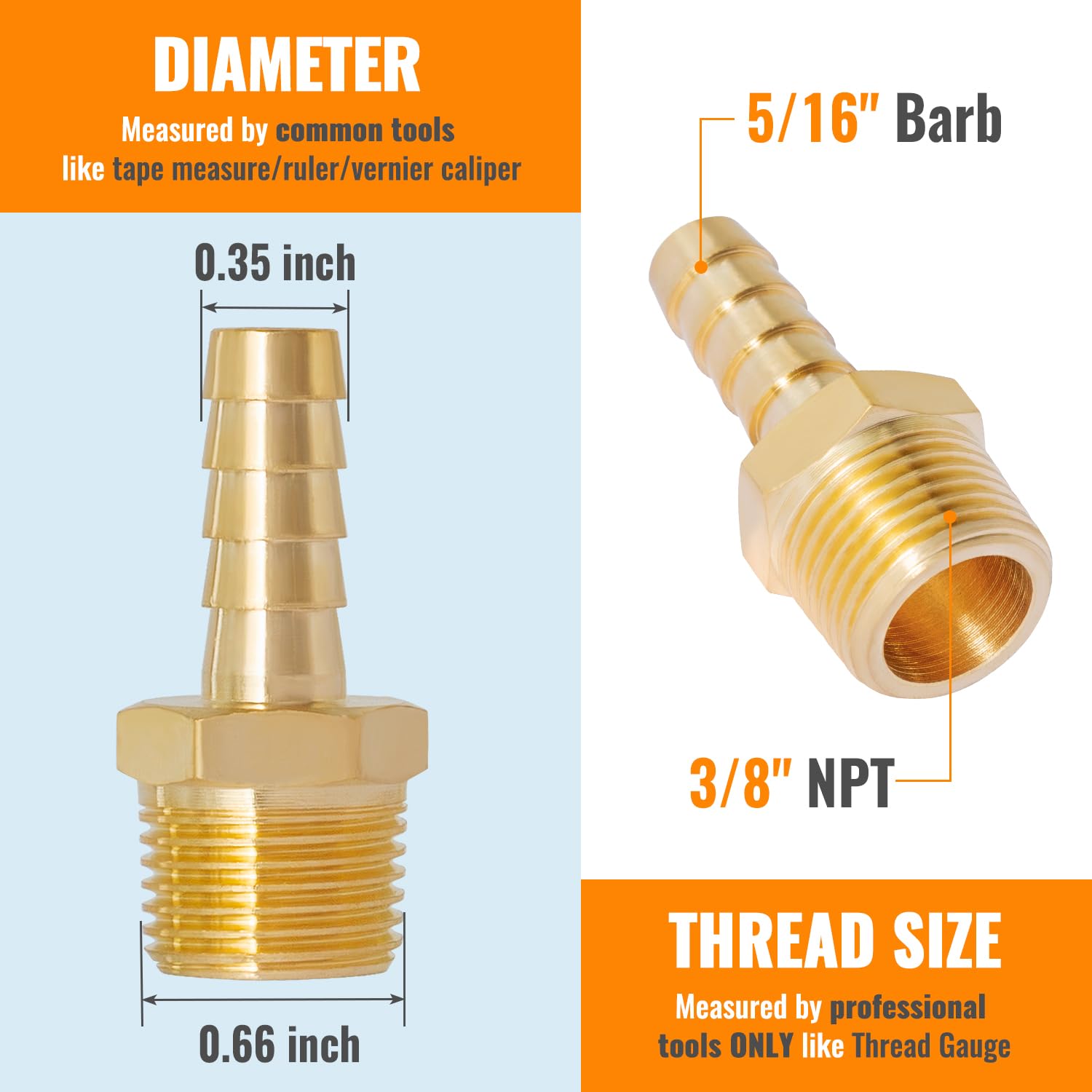Snapklik.com : SUNGATOR Hose Barb Fittings 5/16 Inch Barb 3/8 Inch NPT ...
